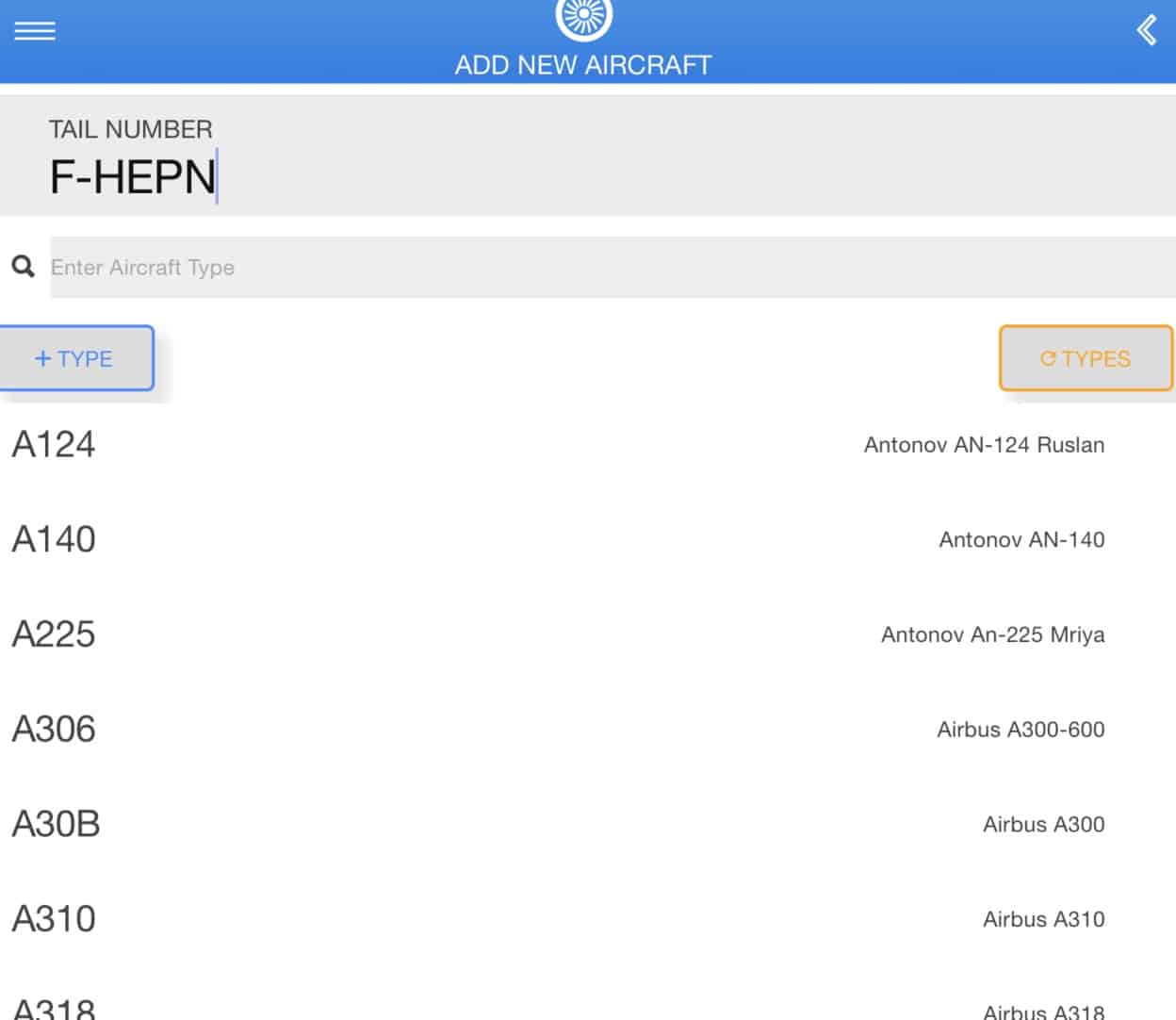 Add an Aircraft - FlightLog