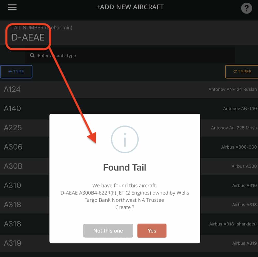 Add an Aircraft - FlightLog