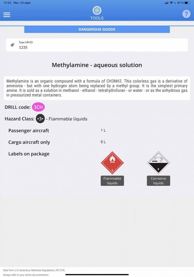 Dangerous Goods - Drill Codes - FlightLog